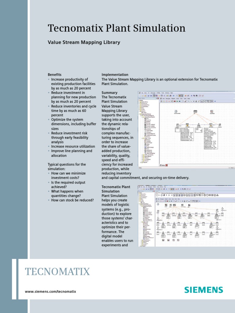 Siemens PLM Tecnomatix Plant Simulation Value Stream Mapping Fs Tcm1023 ...