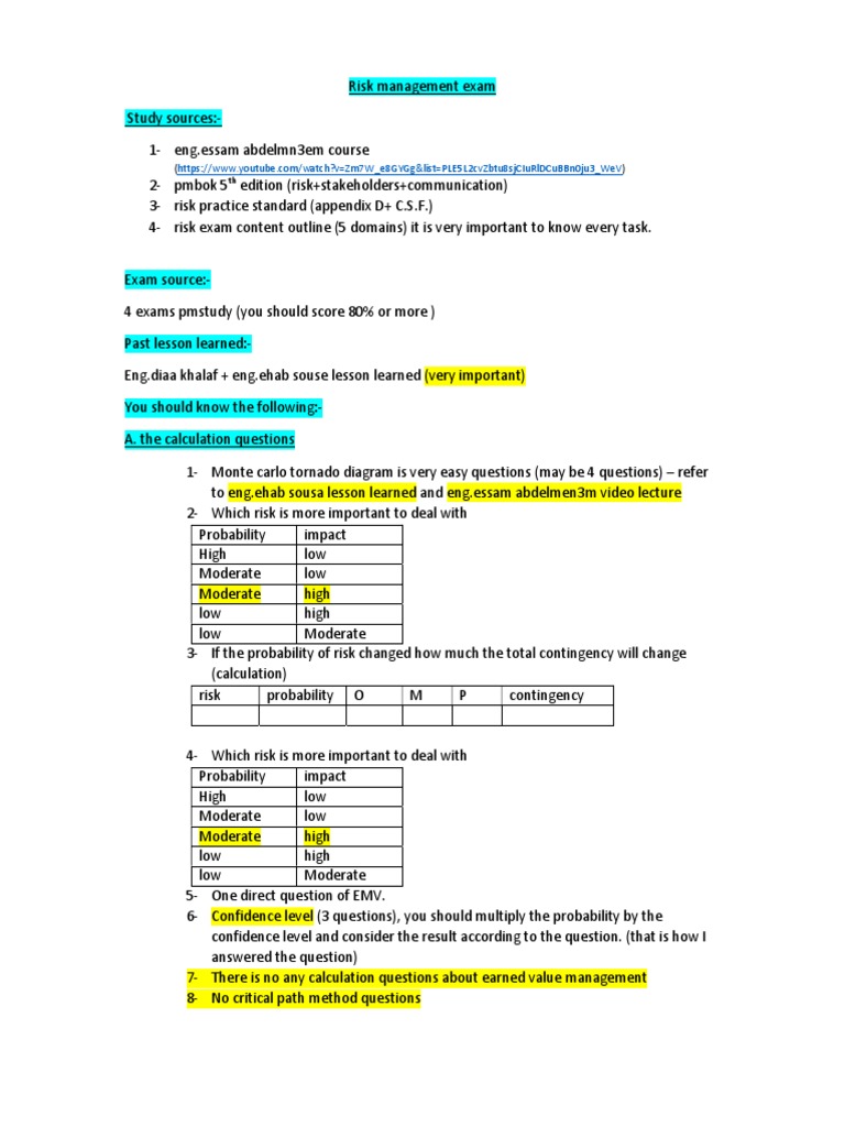 Lesson Learned PMI-RMP | PDF | Risk | Risk Management