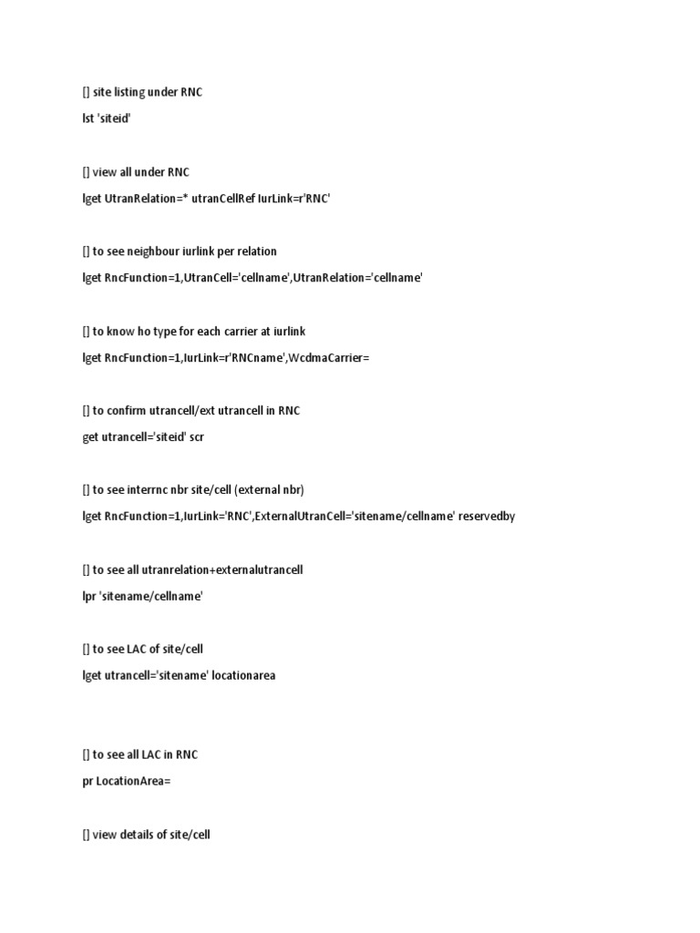 Moshell Commands | PDF