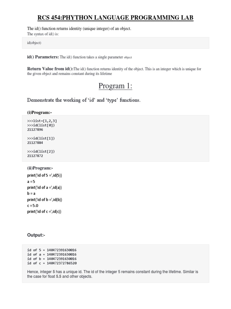 Python Lab Manual Pdf Parameter Computer Programming C Programming Language