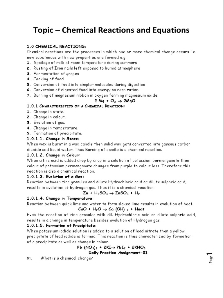 Chemical Reactions and Equations | PDF | Redox | Chemical Reactions
