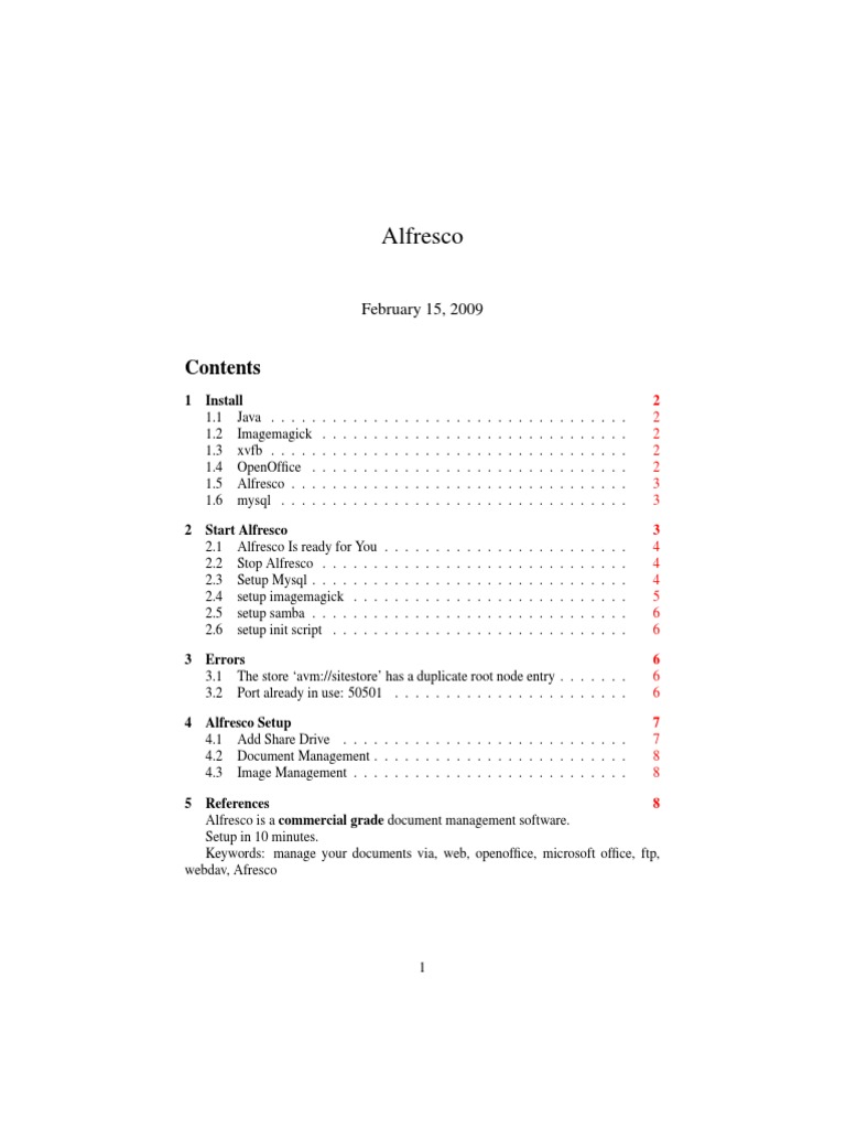 Alfresco February 15 2009 Pdf Data Management Computer Data 