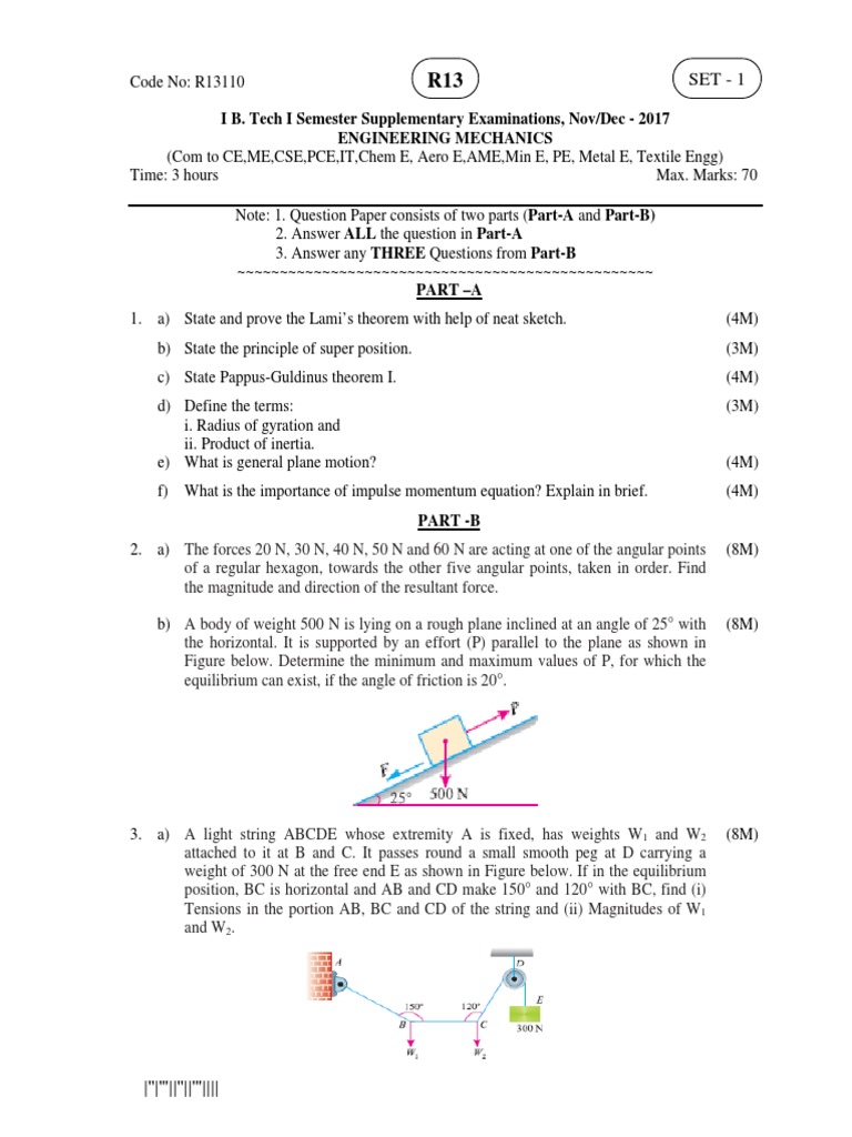 Mechanics Question - Paper Jntuk | PDF | Mass | Temporal Rates