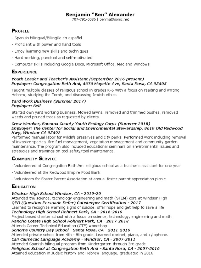 Resume Ben | PDF | Behavior Modification | Learning