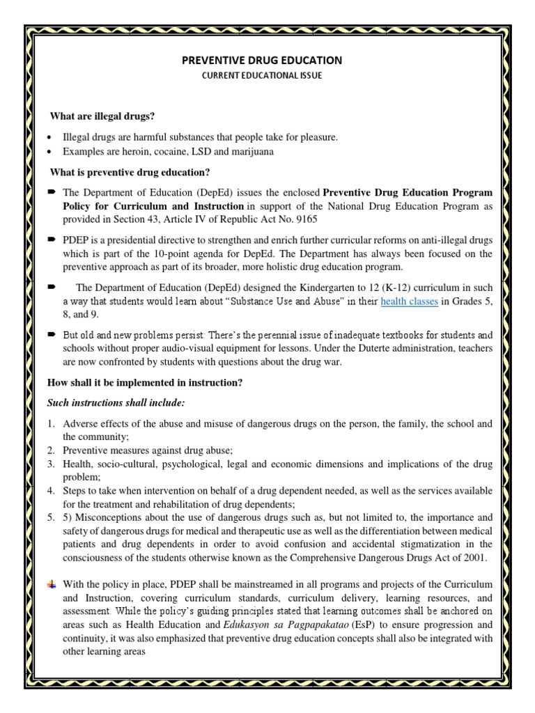Preventive Drug Education: What Are Illegal Drugs? | PDF | Substance ...