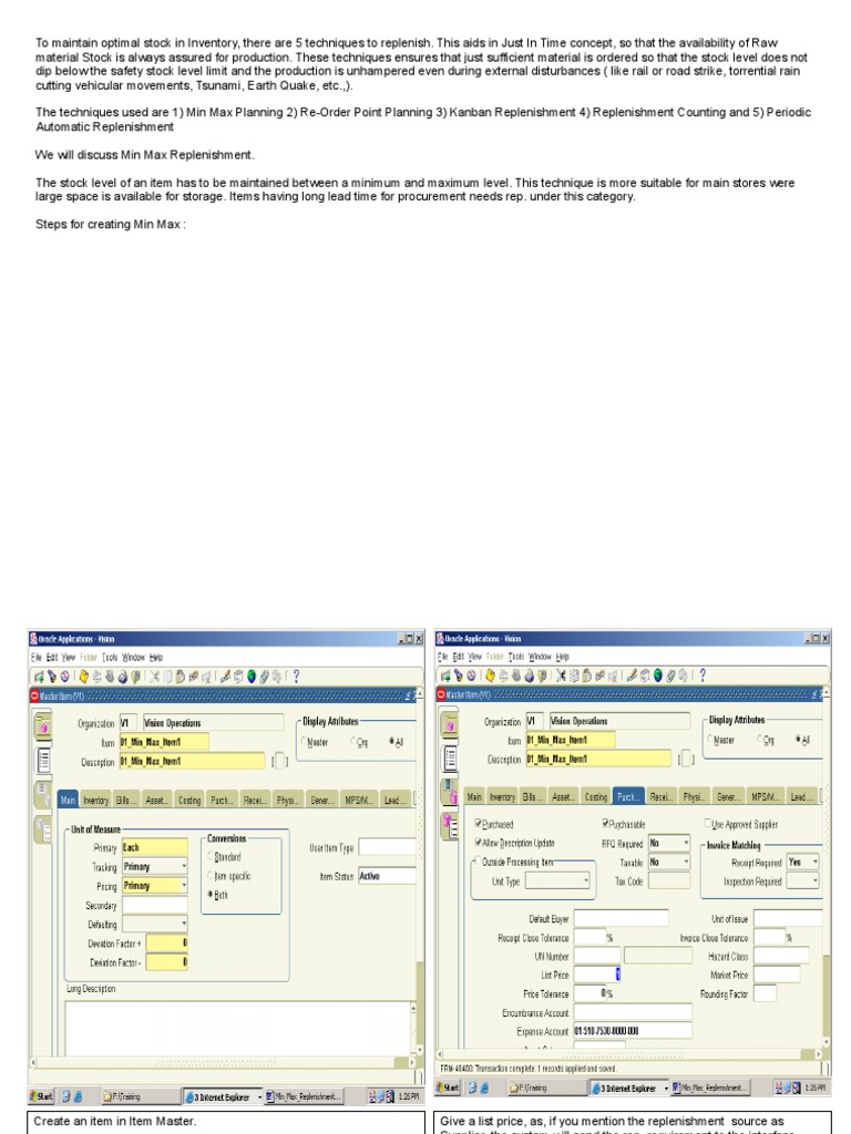 Min Max Replenishment | PDF | Inventory | Systems Engineering