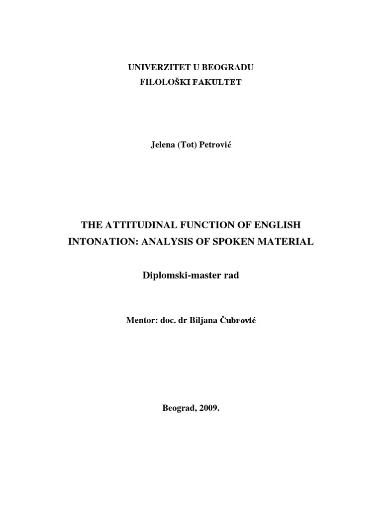 The Attitudinal Function of English Intonation Analysis of Spoken ...