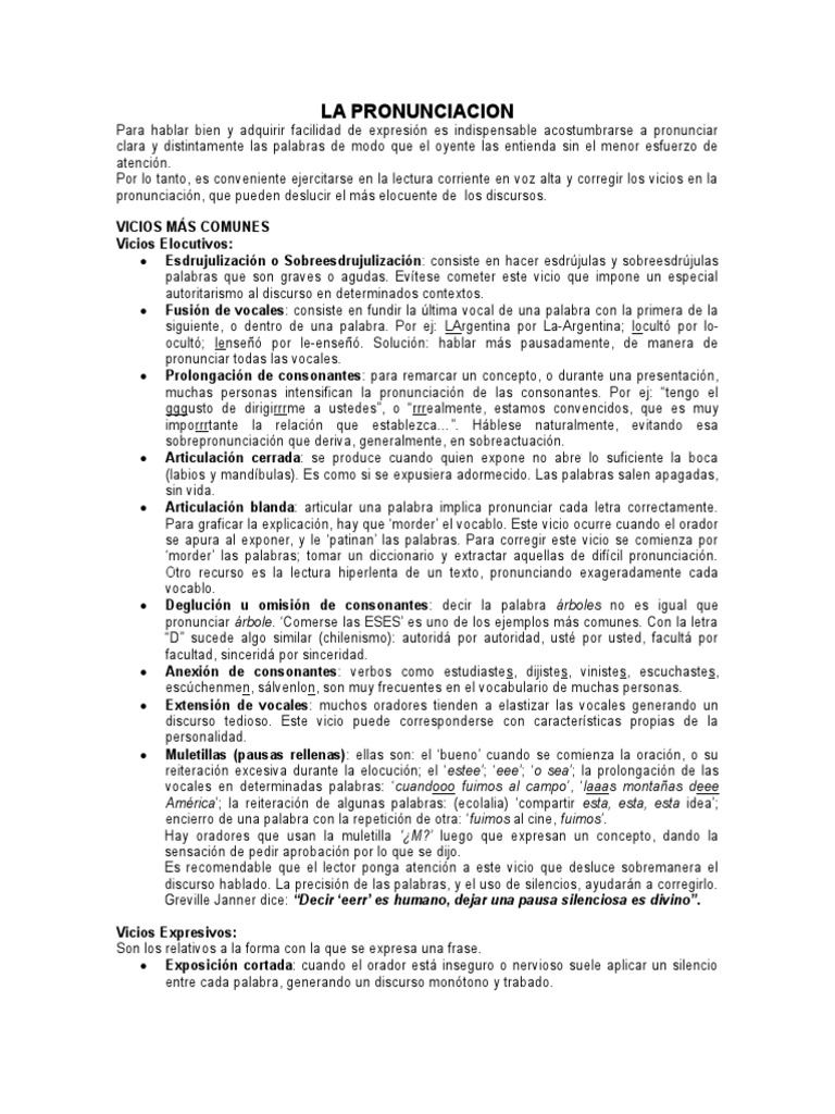 Vicios Oratoria | PDF | Palabra | Vocal