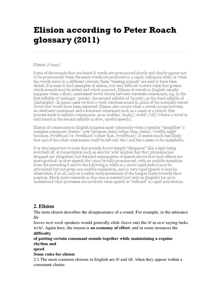 Elision | Download Free PDF | Consonant | Syllable