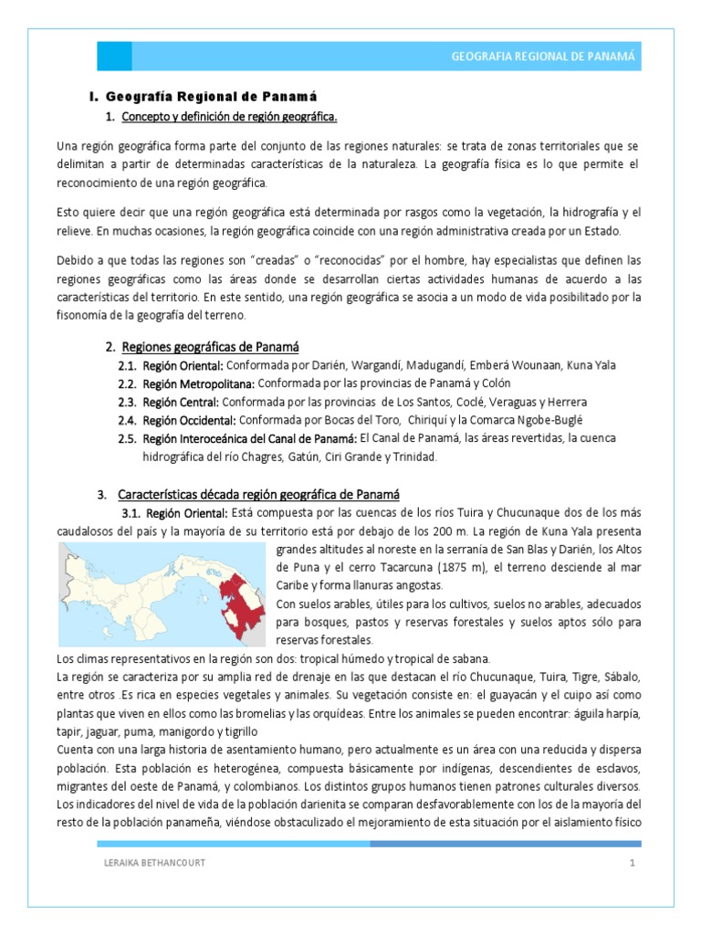Regiones Geográficas de Panamá | PDF | Panamá | Zona tropical