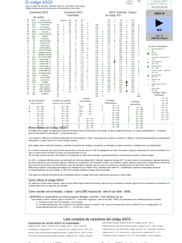 El Codigo ASCII Completo PDF | PDF | Texto | Datos de computadora