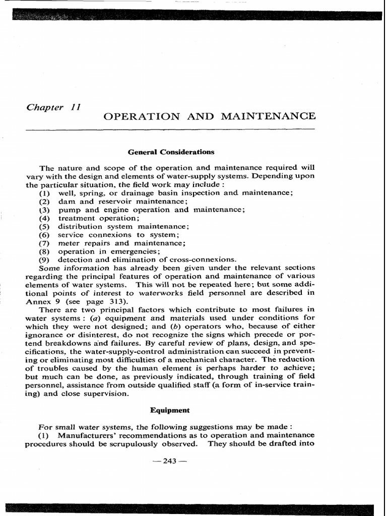 Operation and Maintenance: General Considerations | PDF | Plumbing ...