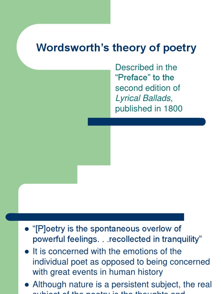 Wordsworth's Theory of Poetry: Described in The "Preface" To The Second ...