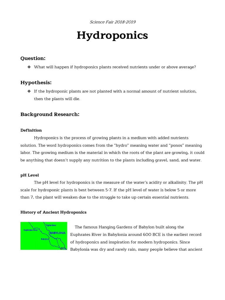 Hydroponics Experiment 1 | PDF | Hydroponics | Soil