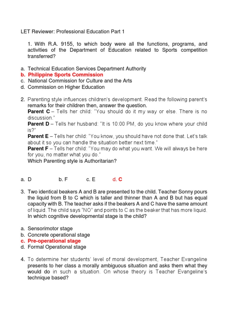 LET Reviewer Professional Education Part 1 | PDF | Id | Teachers