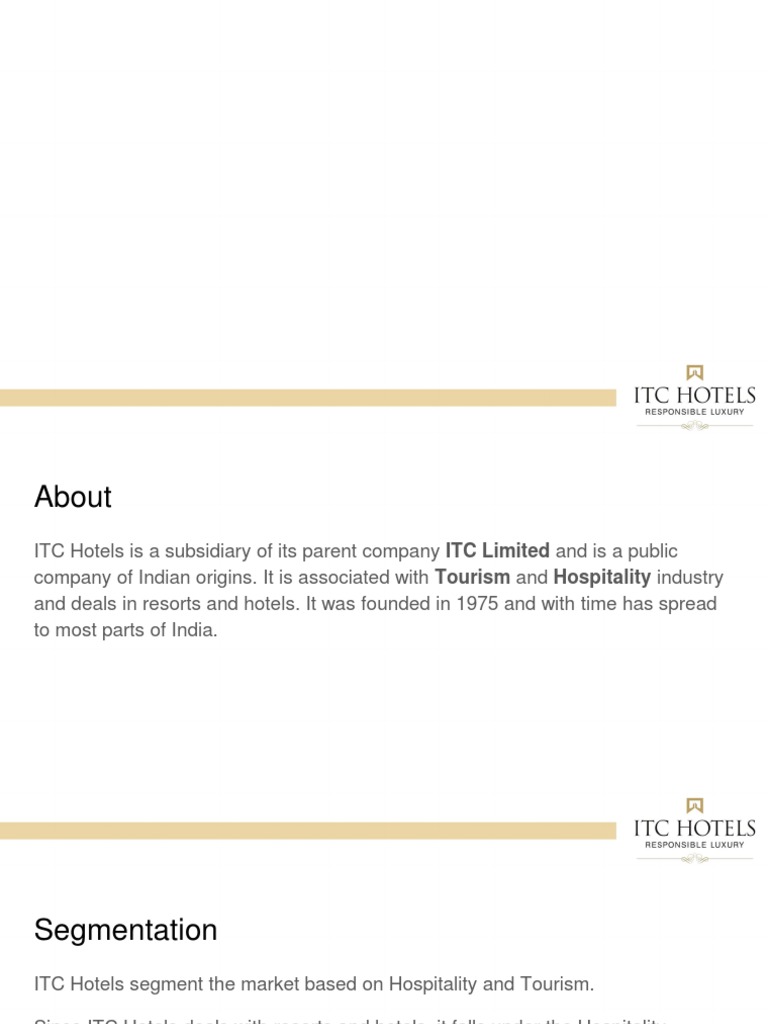 ITC | PDF | Market Segmentation | Hotel
