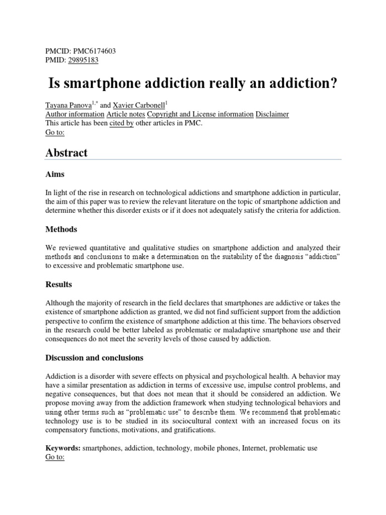Is Smartphone Addiction Really An Addiction | PDF | Problem Gambling ...