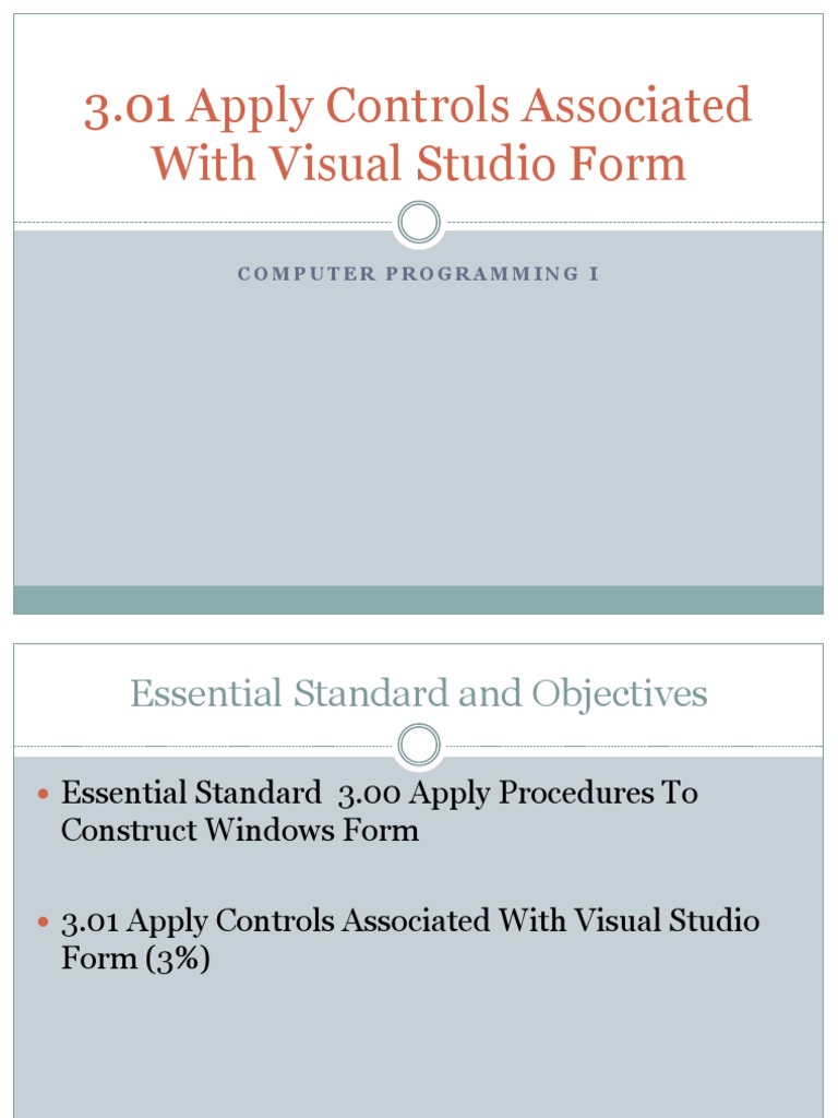 Controls and Form Properties | PDF | Microsoft Visual Studio ...