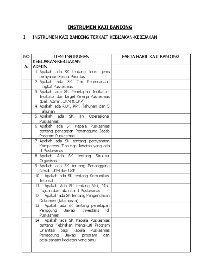 Instrumen Kaji Banding | PDF