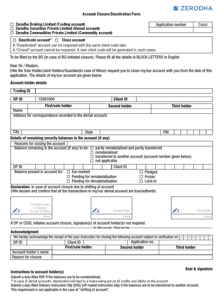 Account Closure Form | PDF | Services (Economics) | Financial Services