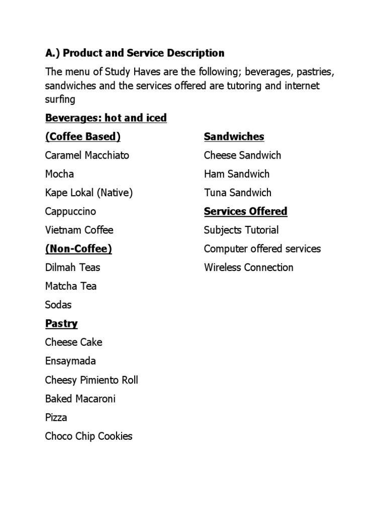 A.) Product and Service Description | PDF