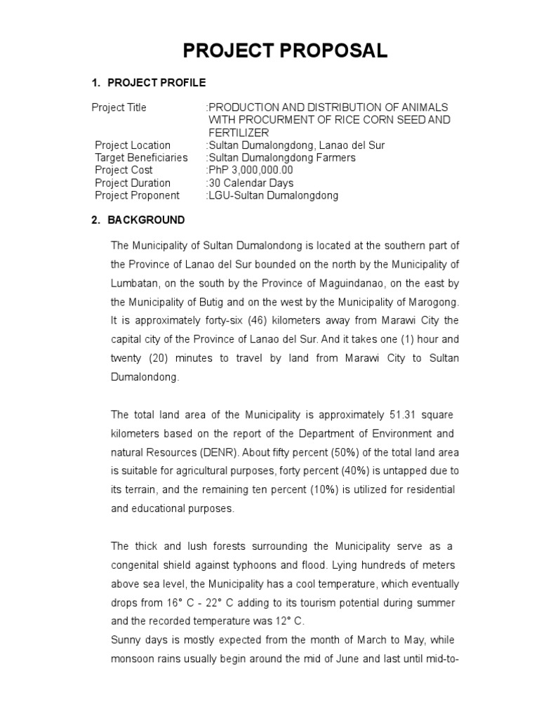 Project Proposal Livestock Dispersal With Farm Inputs | PDF | Farms ...