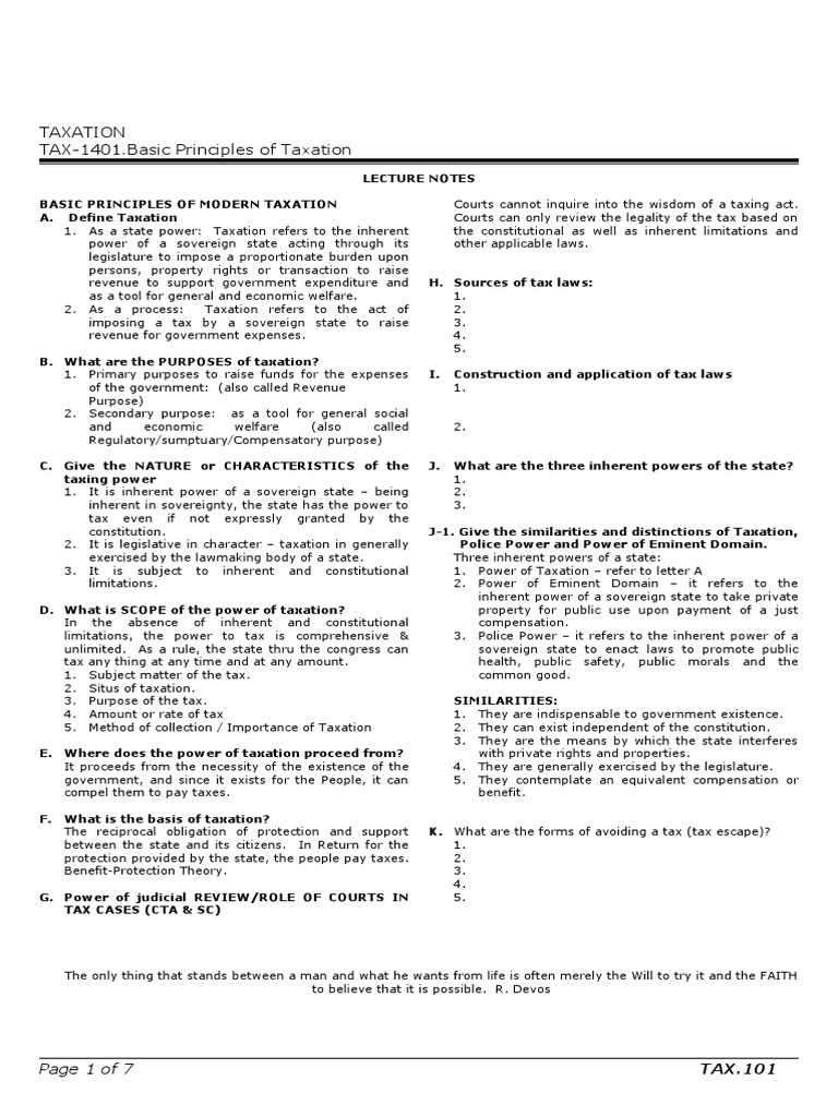 Tax 101 Basic Principles Lecture | PDF | Taxation In The United States ...
