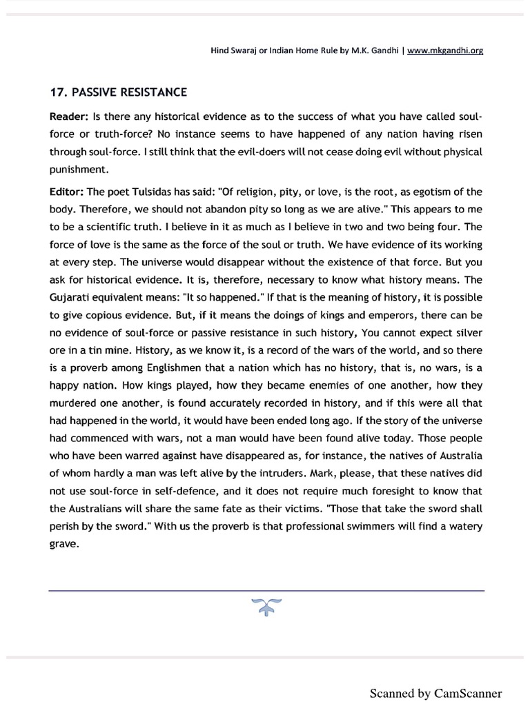 Gandhi's Passive Resistance Explained | PDF | Ethical Principles ...