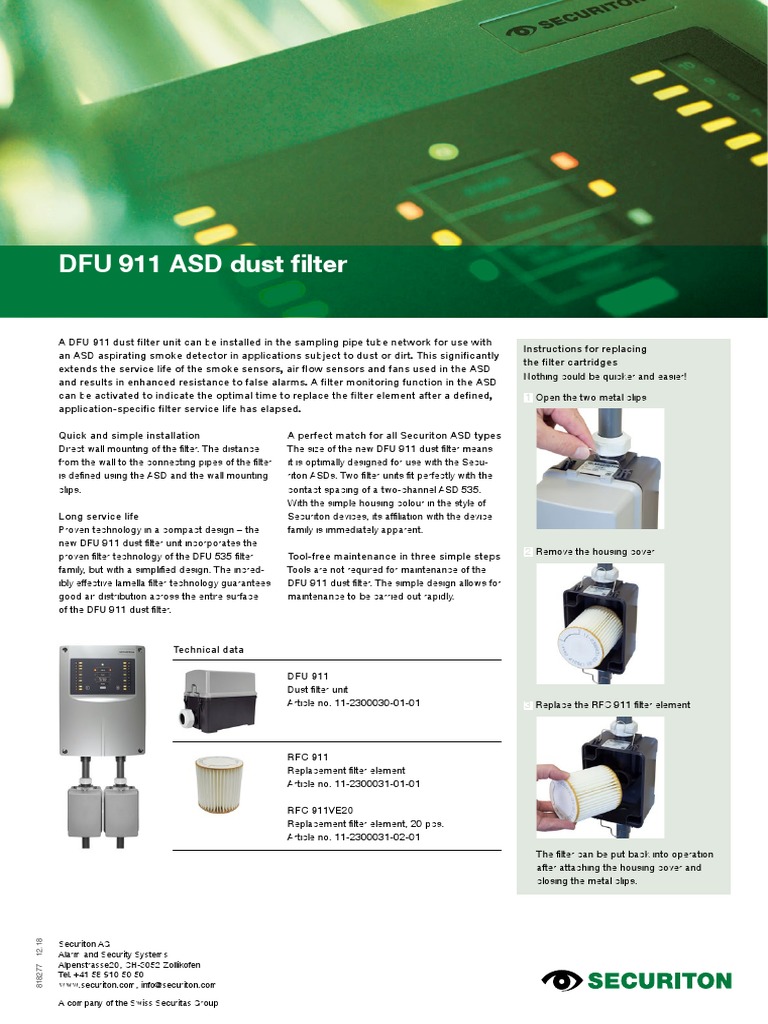 DFU 911 Dust Filter Unit Overview | PDF | Security Alarm | Tools