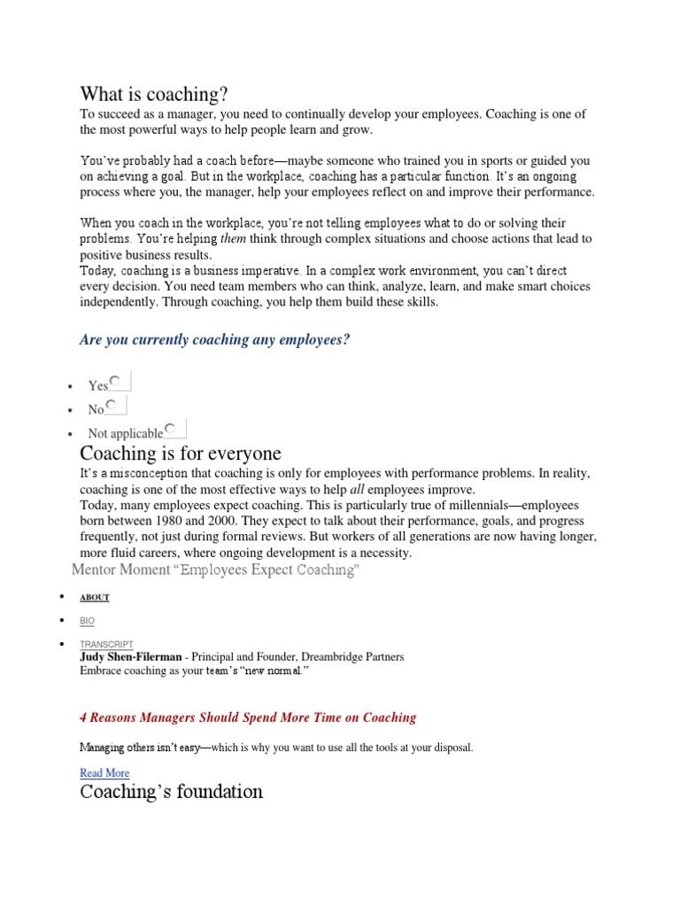 Harvard Management Mentor - Coaching | PDF | Body Language | Mentorship