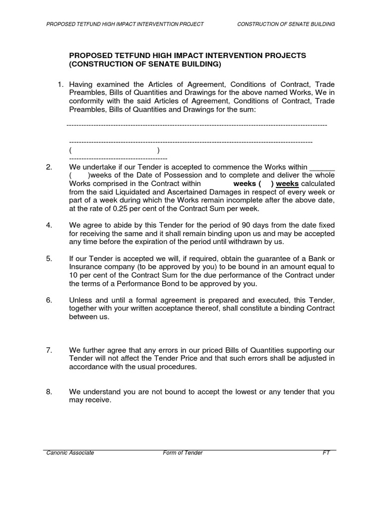 Proposed Tetfund High Impact Intervention Projects | PDF | Civil Law ...