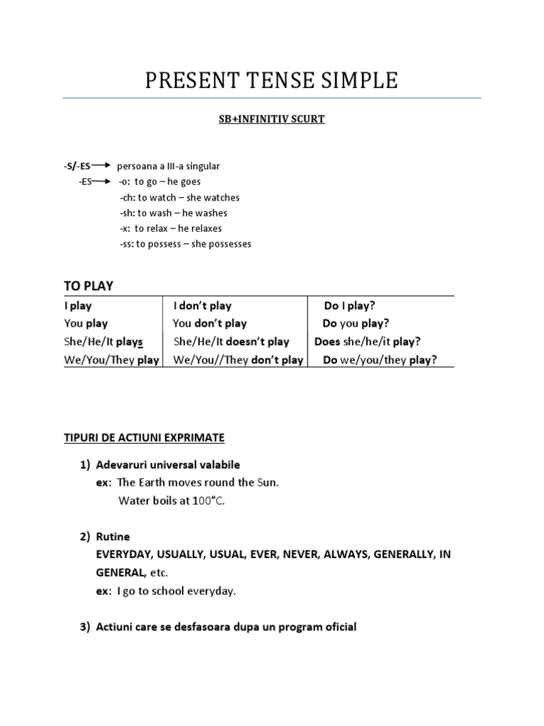 English Present Tense Guide | PDF | Language Arts & Discipline