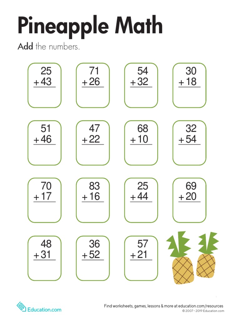 Addition Pineapple Math Second | PDF