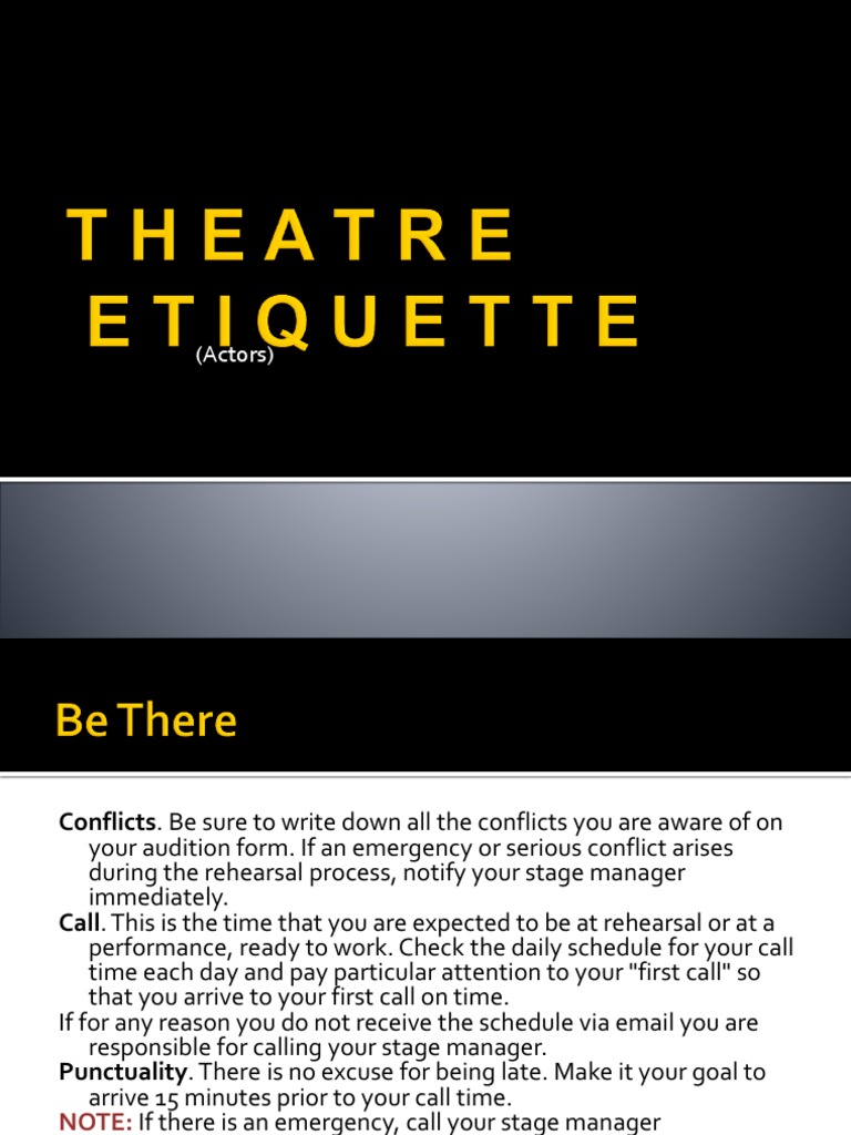 Actor Etiquette and Responsibilities: A Comprehensive Guide for ...