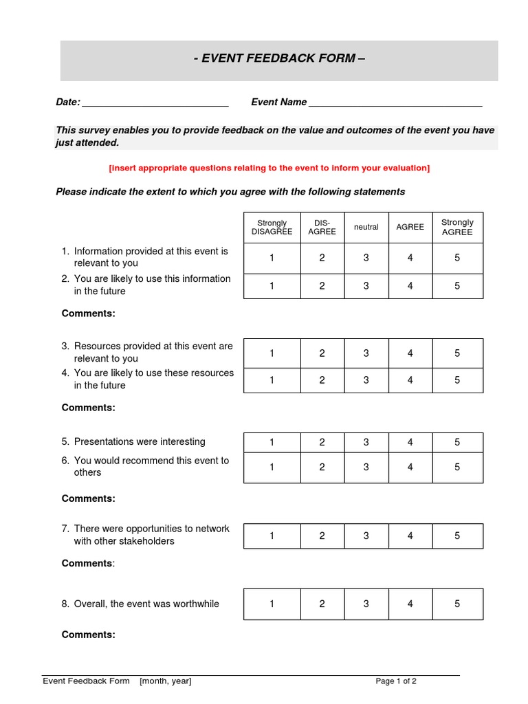 Strat Op Planning Event Feedback Form 2012 12 14 PDF | PDF | Evaluation ...