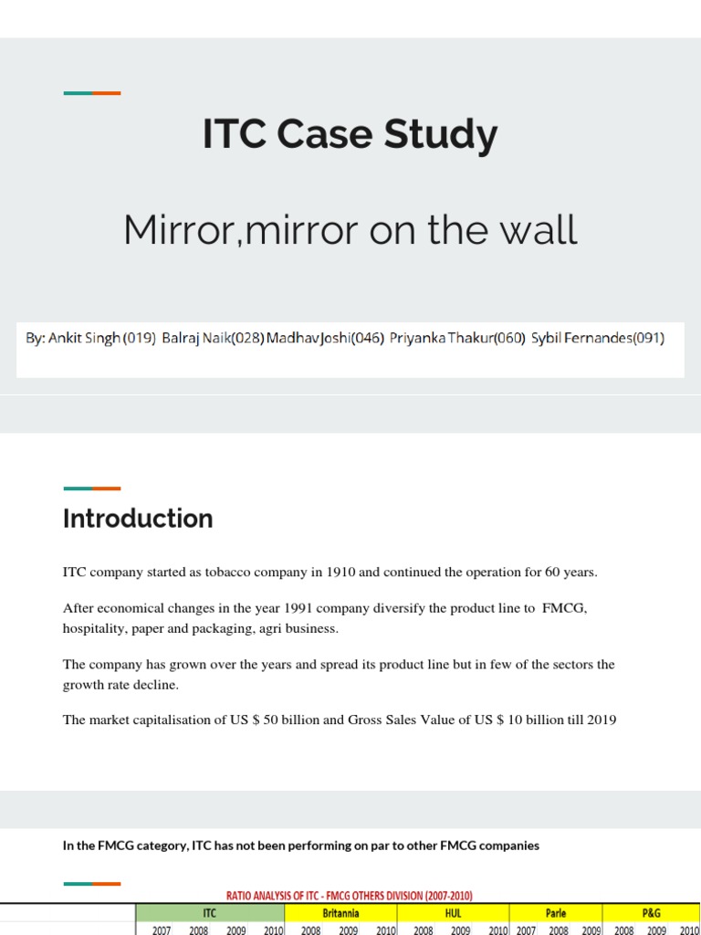 ITC Case Study - Group 10 | PDF | Diversification (Finance) | Earnings Before Interest