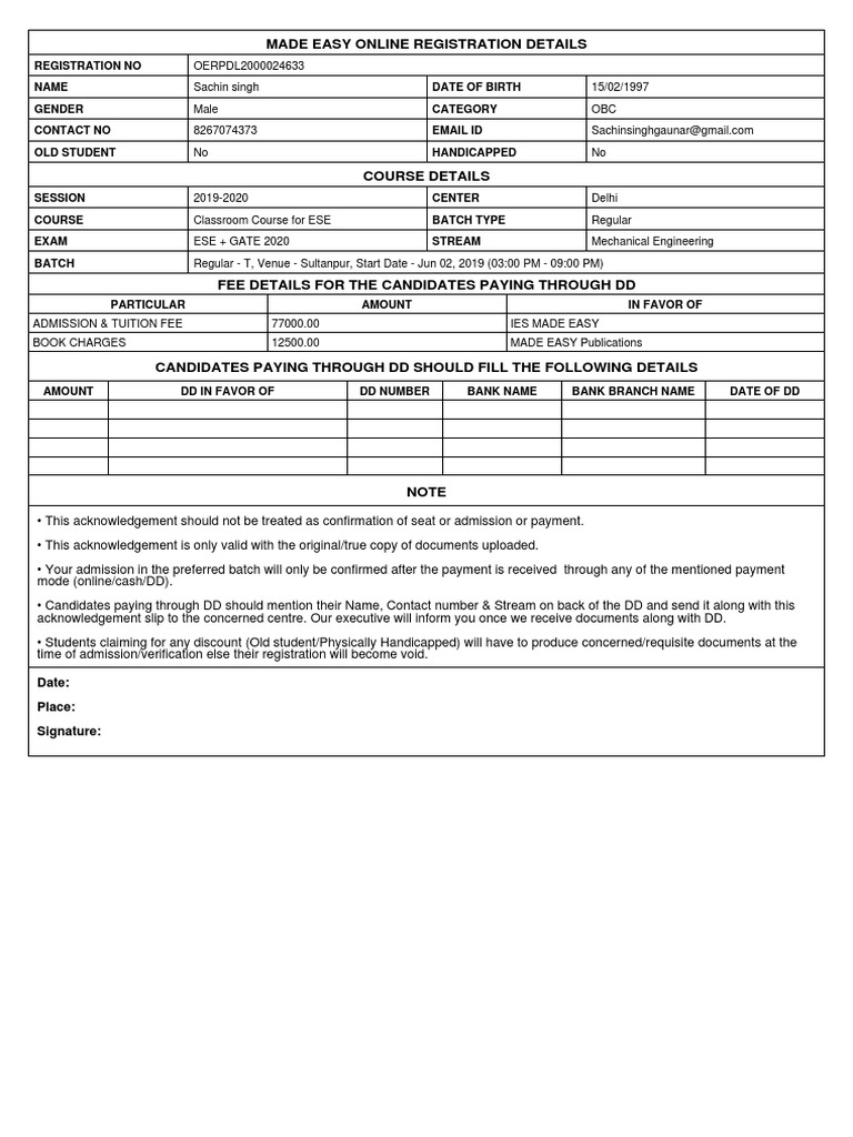 Student Reg Details | PDF | Business