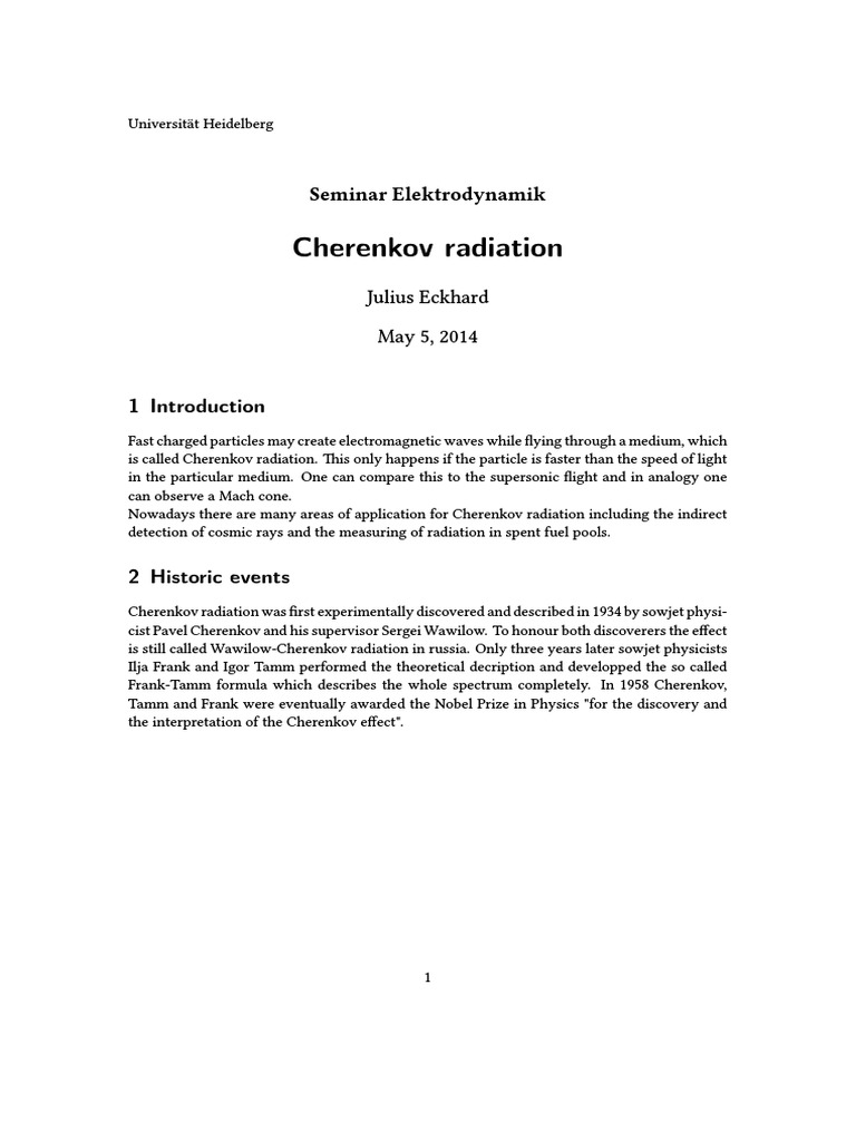 The Frank-Tamm Formula: A Theoretical Derivation of the Spectrum of ...