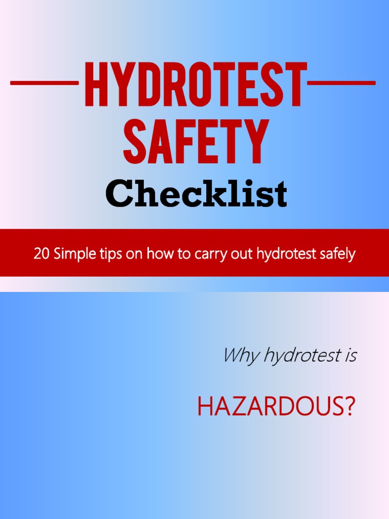 Hydrotest Hydrotest Safety Safety: Checklist Checklist | PDF | Chemical ...