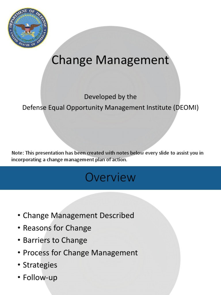 Change Management: Developed by The Defense Equal Opportunity ...