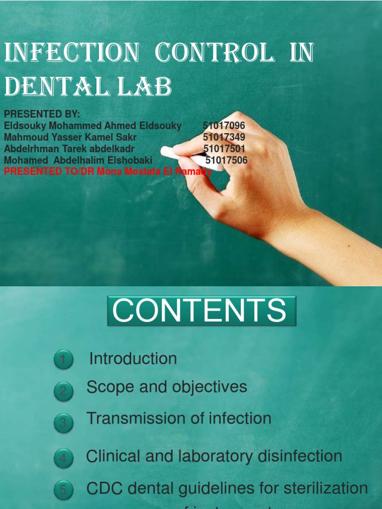 Infection Control in Dental Lab: PRESENTED TO/DR Mona Mostafa El Ramady ...