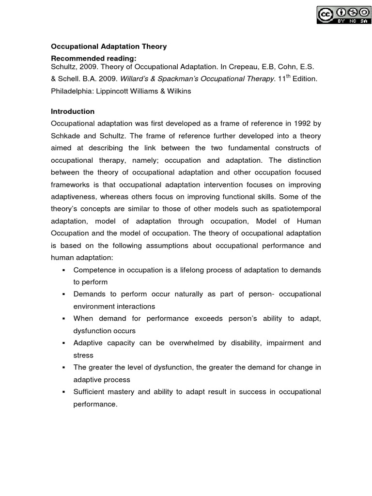 Understanding Occupational Adaptation Theory | PDF | Adaptation ...