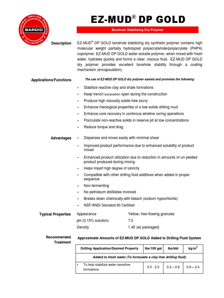 Ez-Mud DP Gold | PDF | Physical Sciences | Chemical Substances