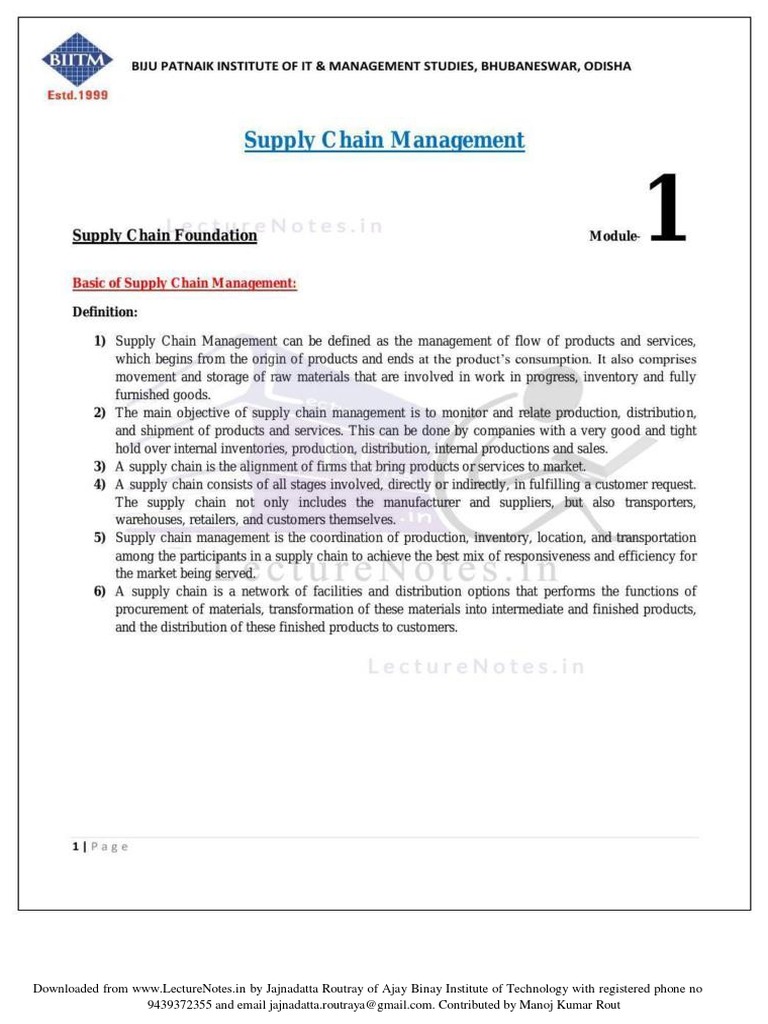 1 Supply Chain | PDF