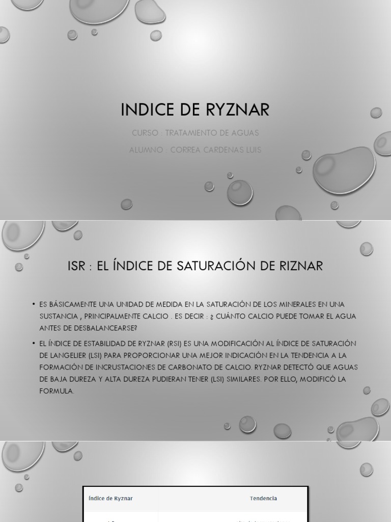 Indice de Ryznar | PDF | Solubilidad | Carbonato