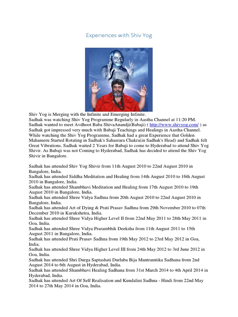 Experiences With Shiv Yog | PDF | Devi | Chakra