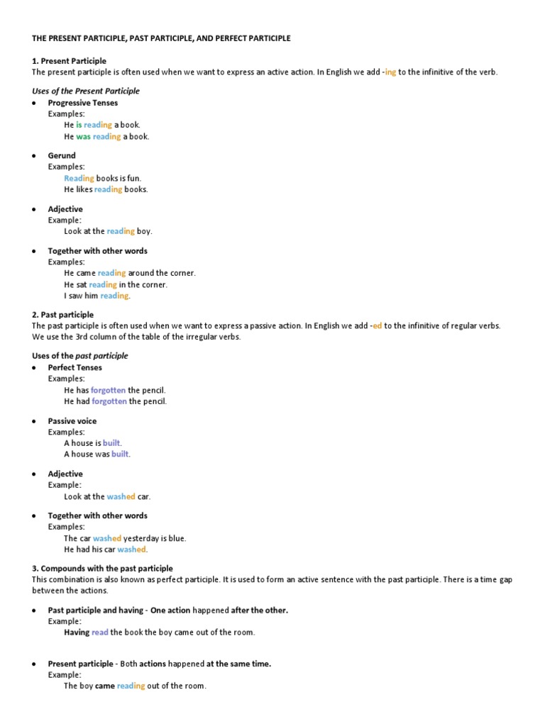 Types of Participles | PDF
