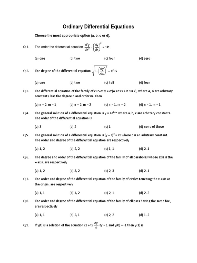 12 - Ordinary Differential Equations | PDF | Equations | Differential ...