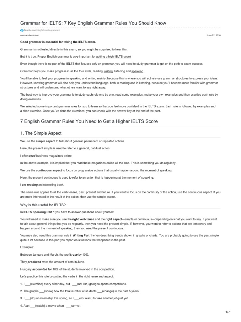 7 Grammar Rules You Need To Ge | PDF | Verb | Grammatical Tense