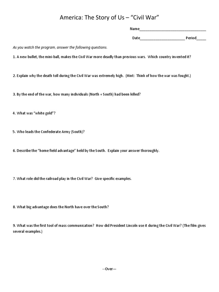 Story of Us Civil War | PDF